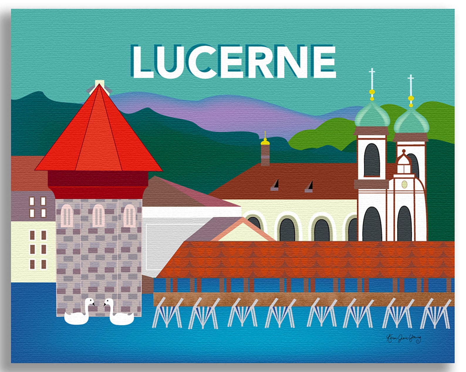 Lucerne Print Lucerne Skyline Switzerland Travel Poster - Etsy
