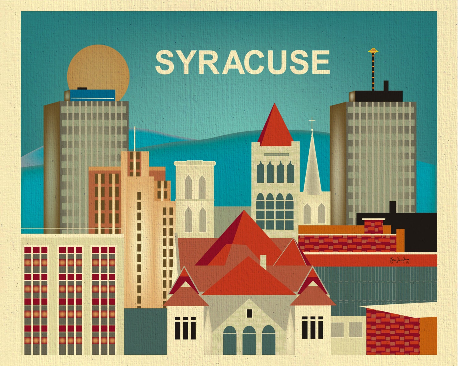 Syracuse Ny Skyline Print, Syracuse Wall Art, Syracuse New York Print ...