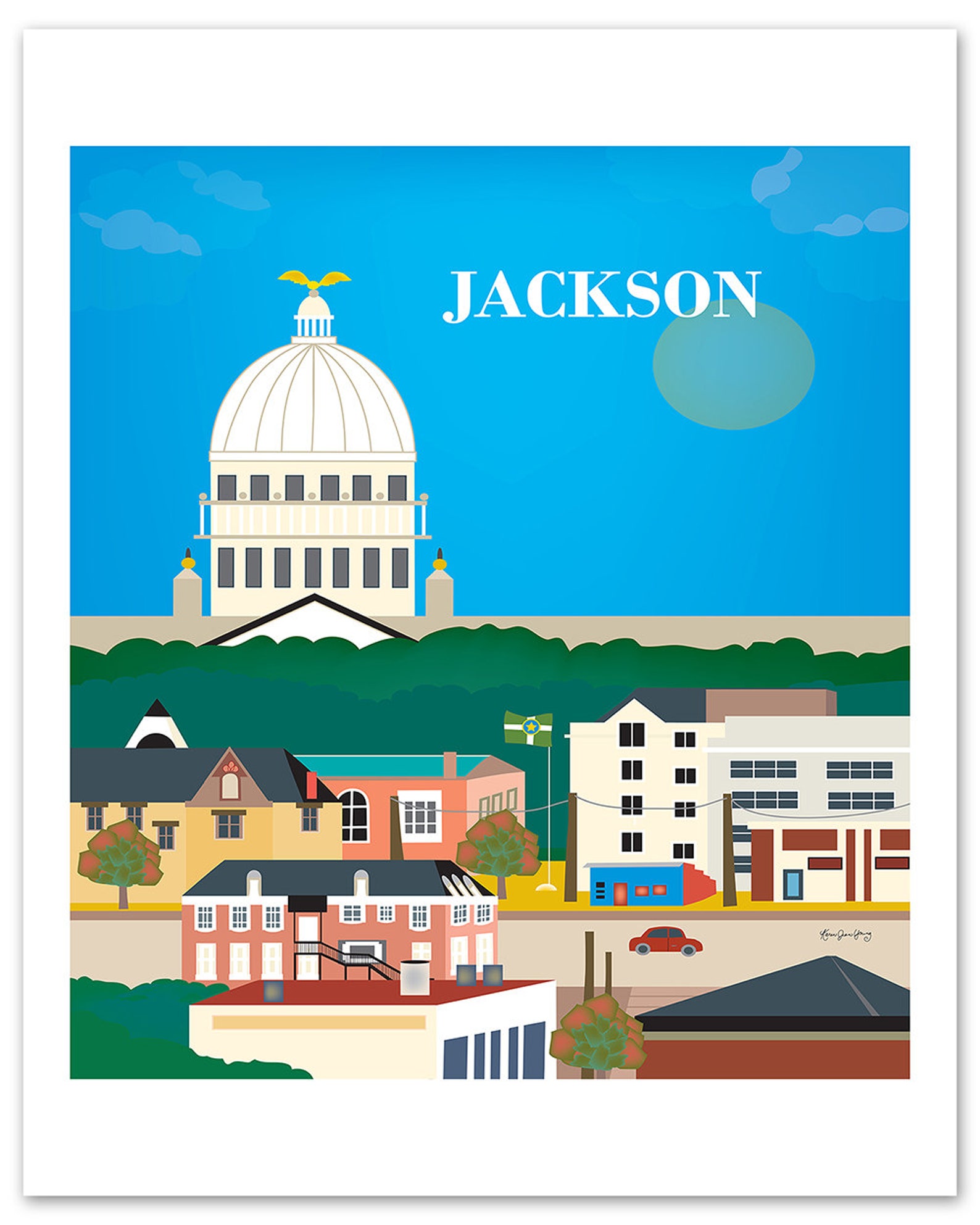 Jackson Mississippi Jackson MS Wall Art Jackson Skyline | Etsy