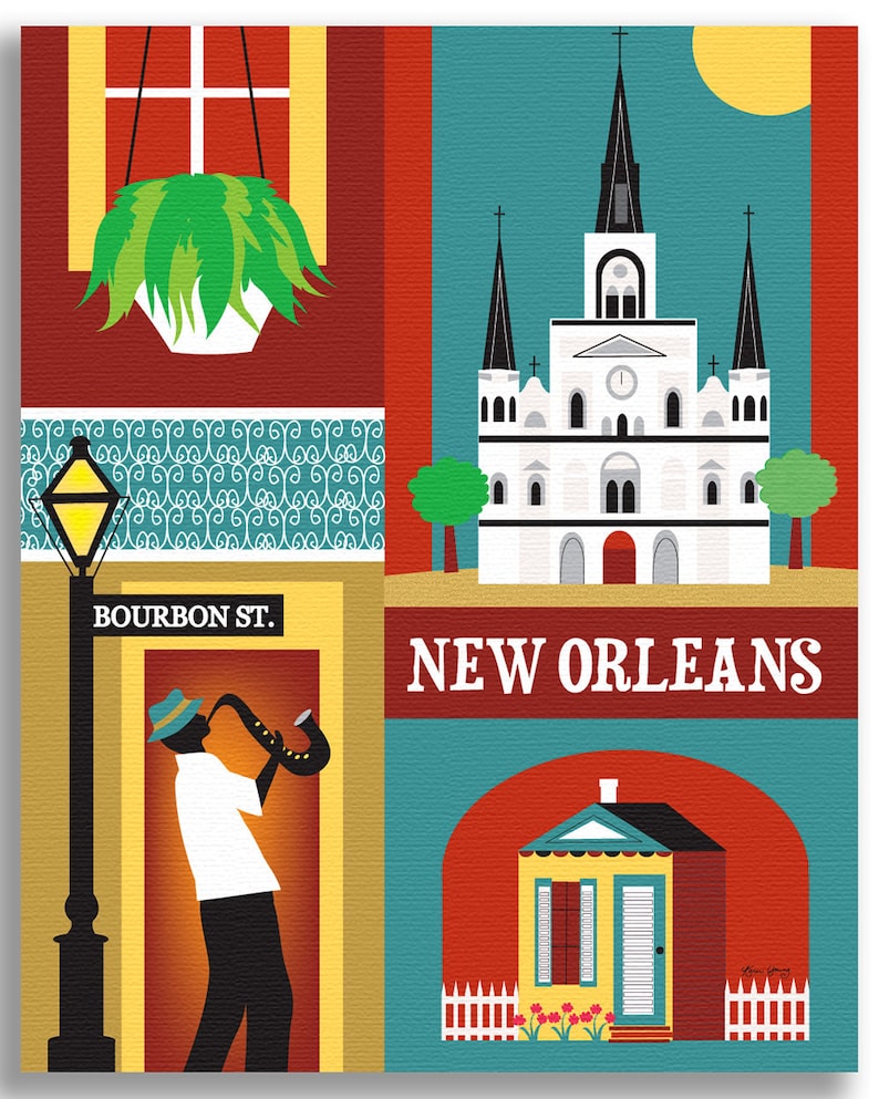 New Orleans Print New Orleans LA Art New Orleans Map NOLA - Etsy