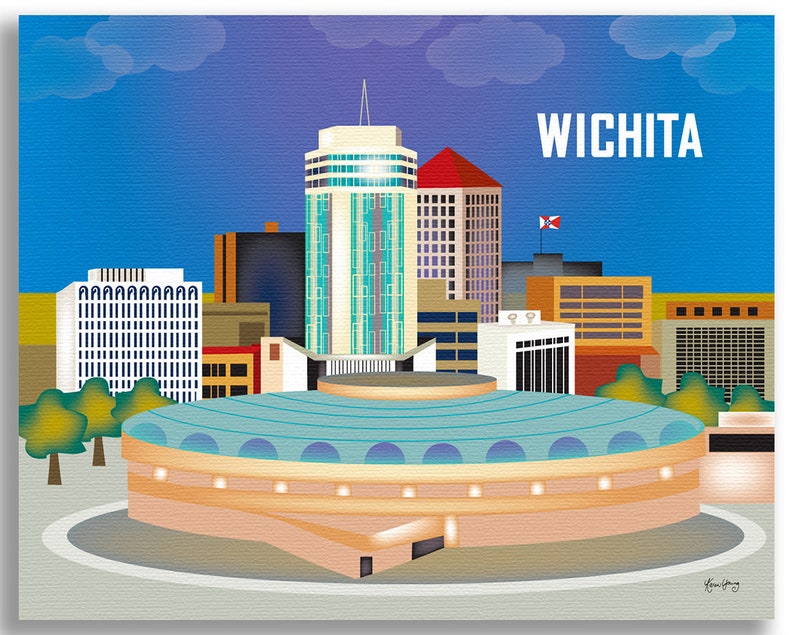 Wichita Skyline Print Kansas Wall Art Travel Wall Art - Etsy