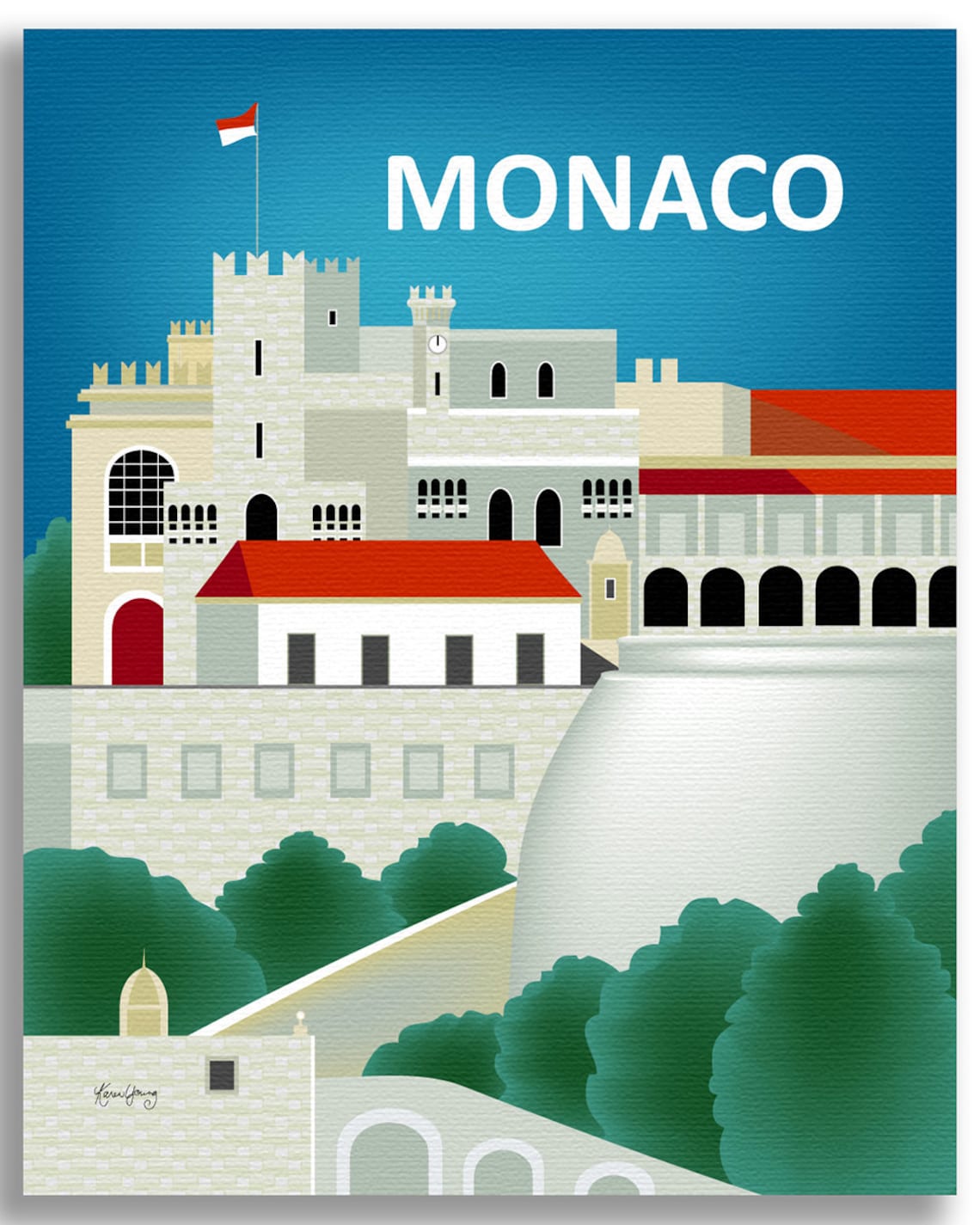 Monaco Print, Monaco Wall Art, Monaco Skyline Poster, France Castle ...