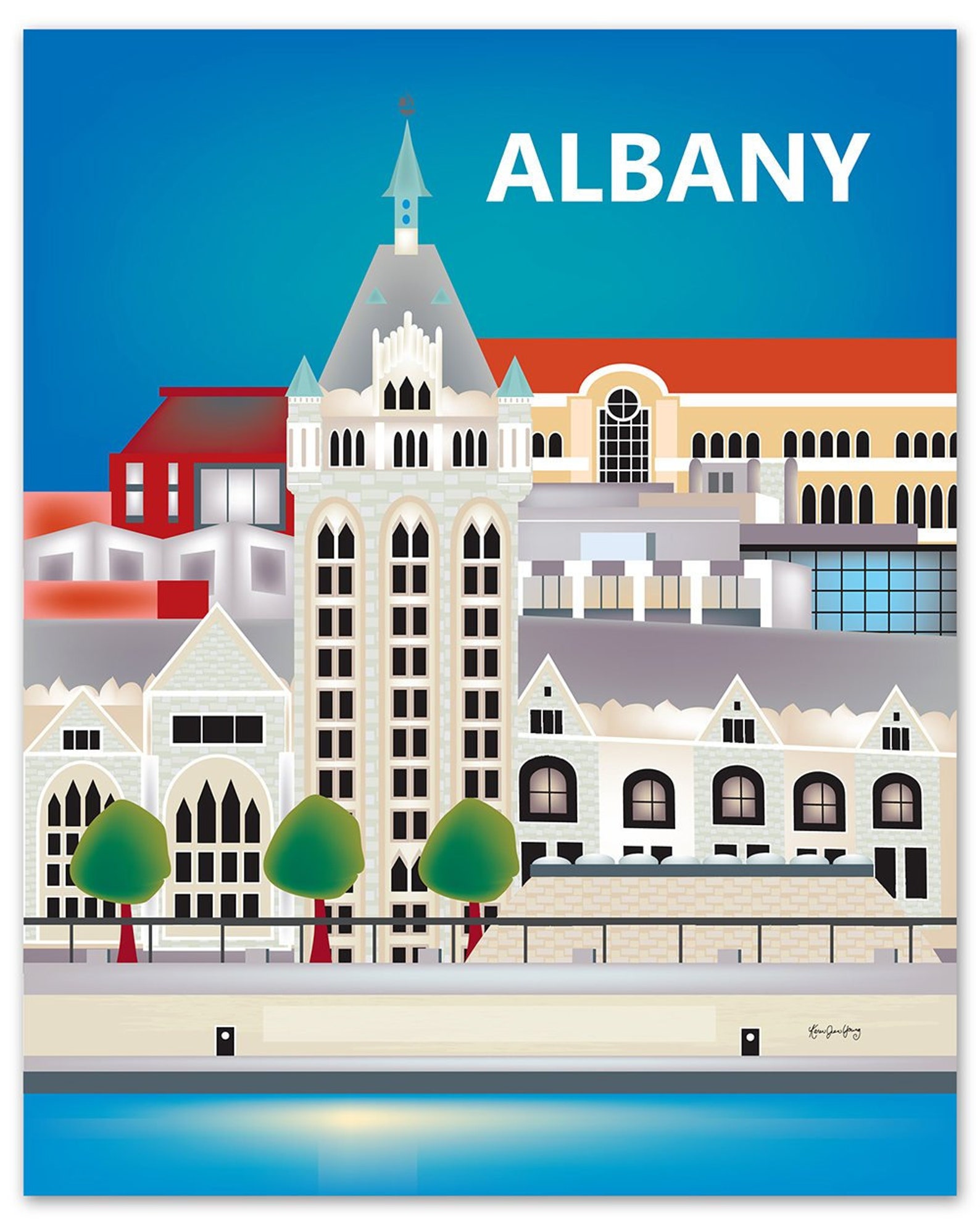 Albany Skyline Art Albany Ny Print Albany Wall Art Albany | Etsy