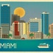 Miami Skyline Art Print, Miami Map, Florida State Art, Miami Horizontal ...
