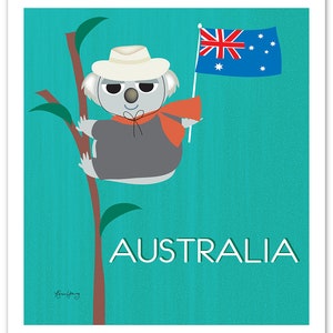 Australia Poster, Australian Nursery Print, Koala Print, Down Under ...