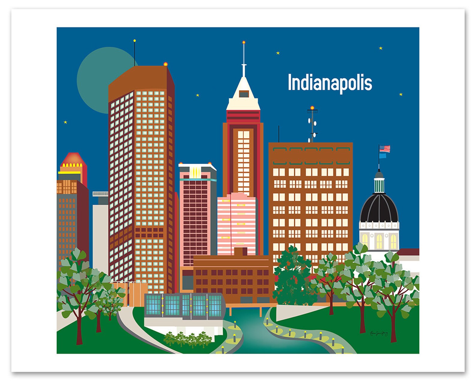Indianapolis Art Print Indianapolis Skyline Indianapolis - Etsy
