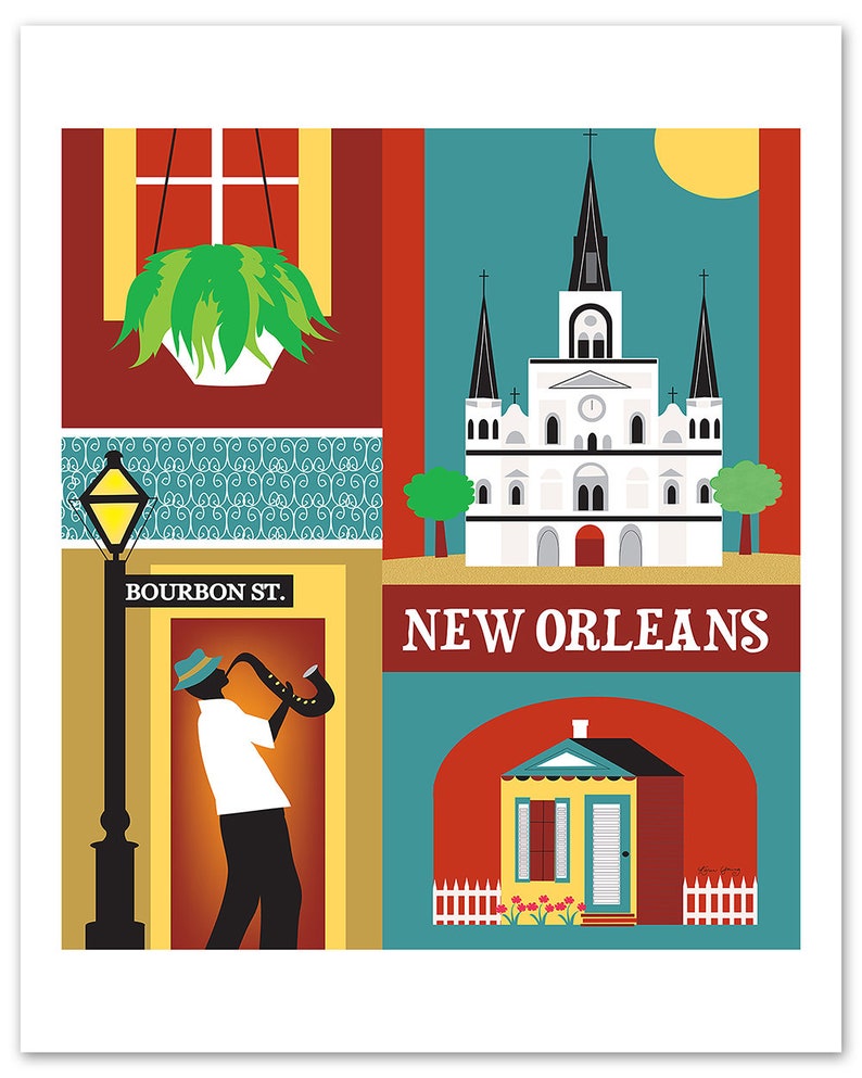 New Orleans Print New Orleans LA Art New Orleans Map NOLA | Etsy
