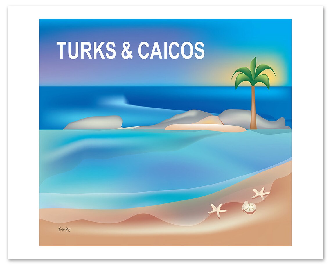 Turks and Caicos Poster Art Turks Caicos Map Turks & Caicos | Etsy