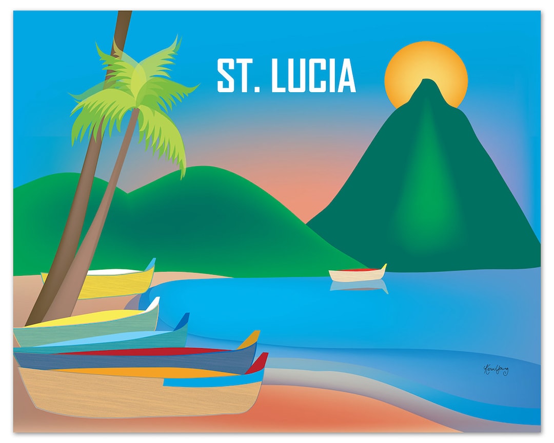 St. Lucia Art, St. Lucia Map, St. Lucia Skyline Print, St. Lucia Wall ...