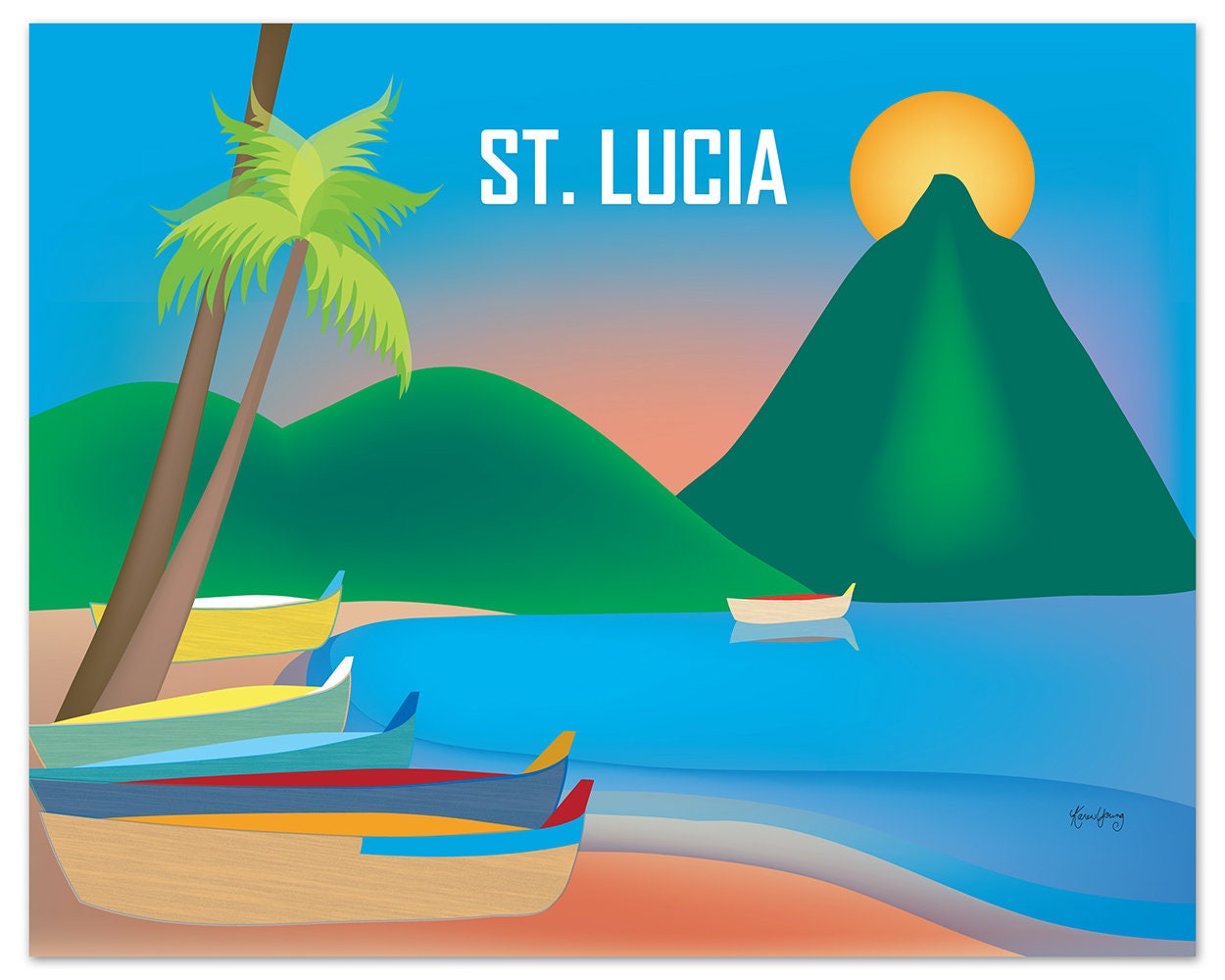St. Lucia Art St. Lucia map St. Lucia skyline print St. | Etsy