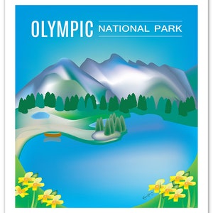 Olympic National Park Poster, National Park Art, Washington Print ...