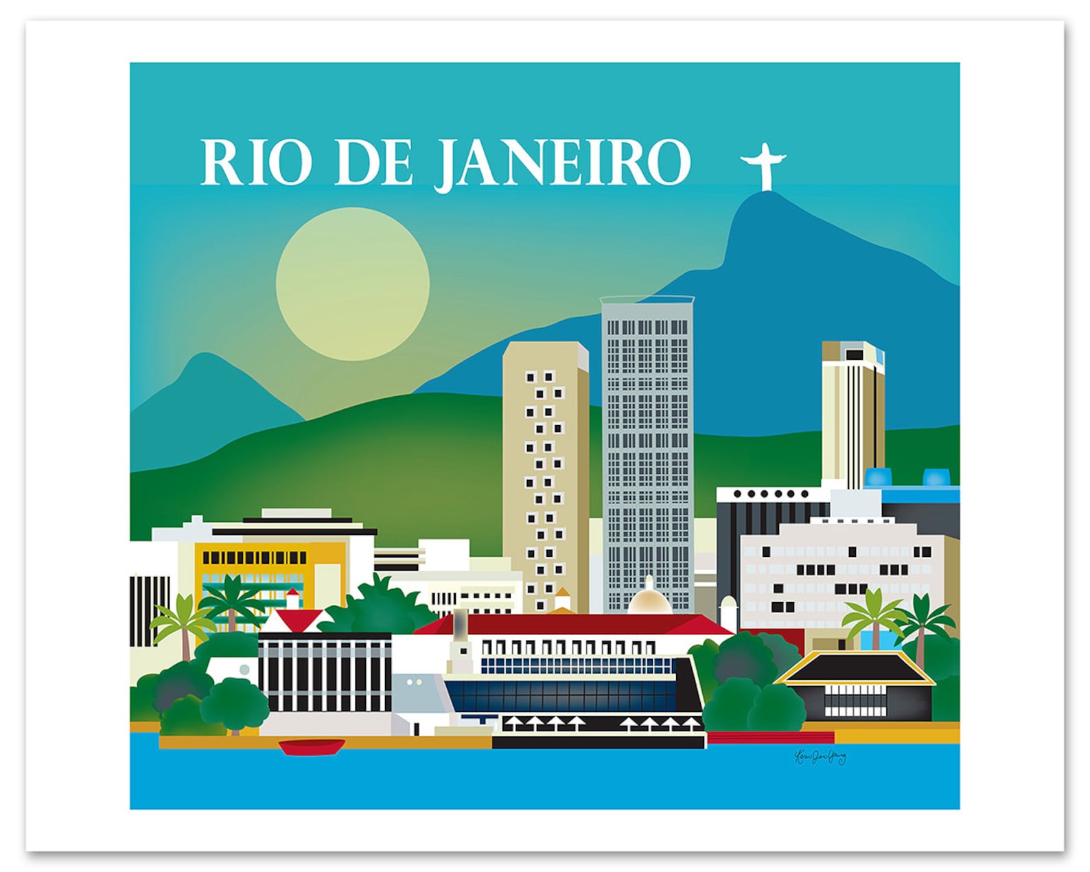 Rio De Janeiro Skyline Art Print Rio De Janeiro Brazil | Etsy