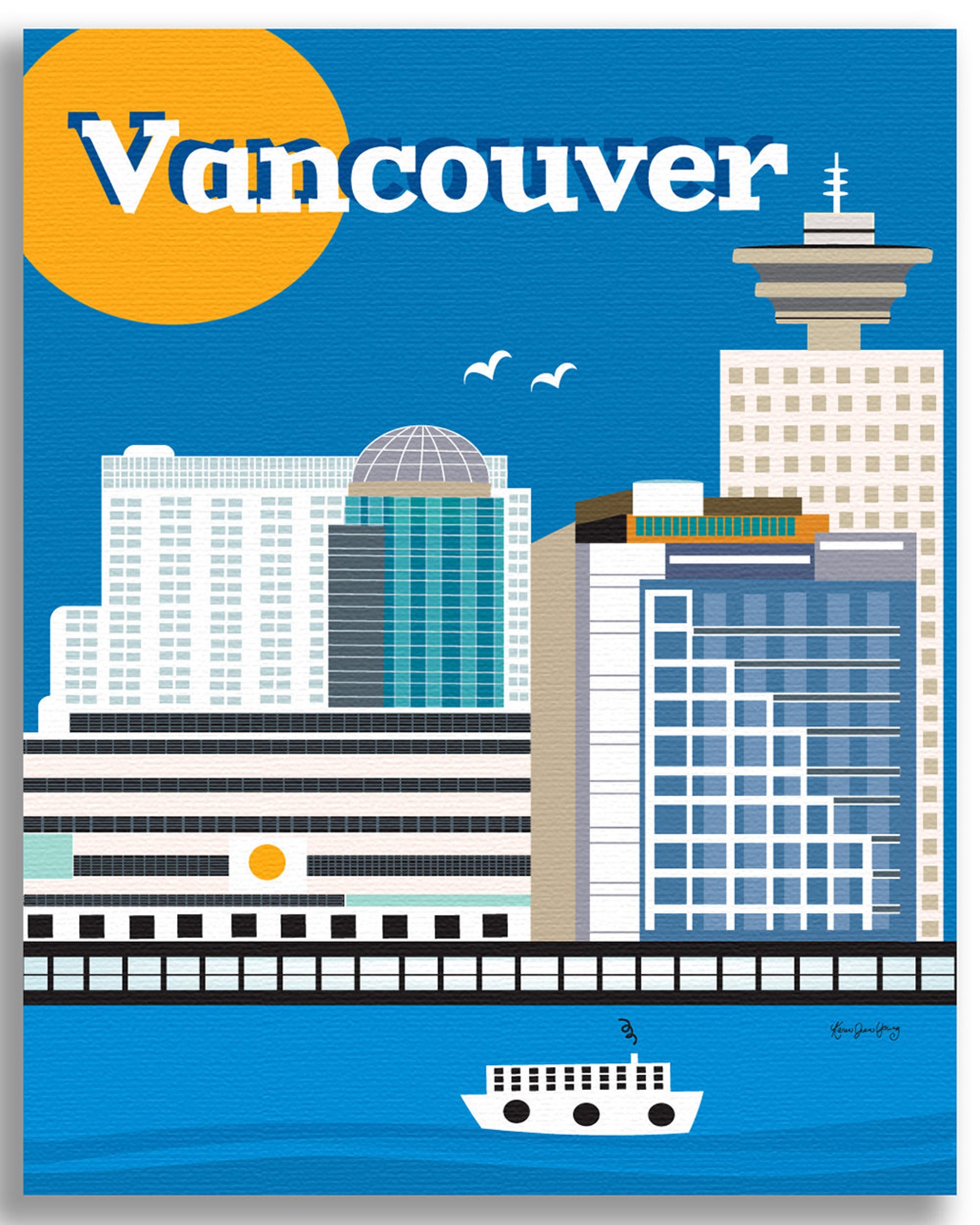 Vancouver Skyline Art Print, Vancouver Wall Art, Vancouver Vertical ...