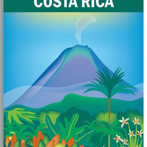 Costa Rica Art, Costa Rica Map, Costa Rica Print, Costa Rica Travel ...