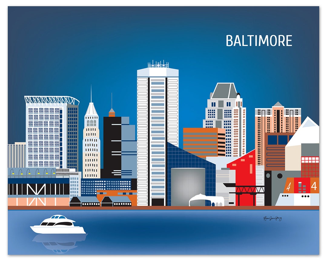 Baltimore Art, Baltimore Map, Baltimore Skyline Poster, Maryland Poster ...