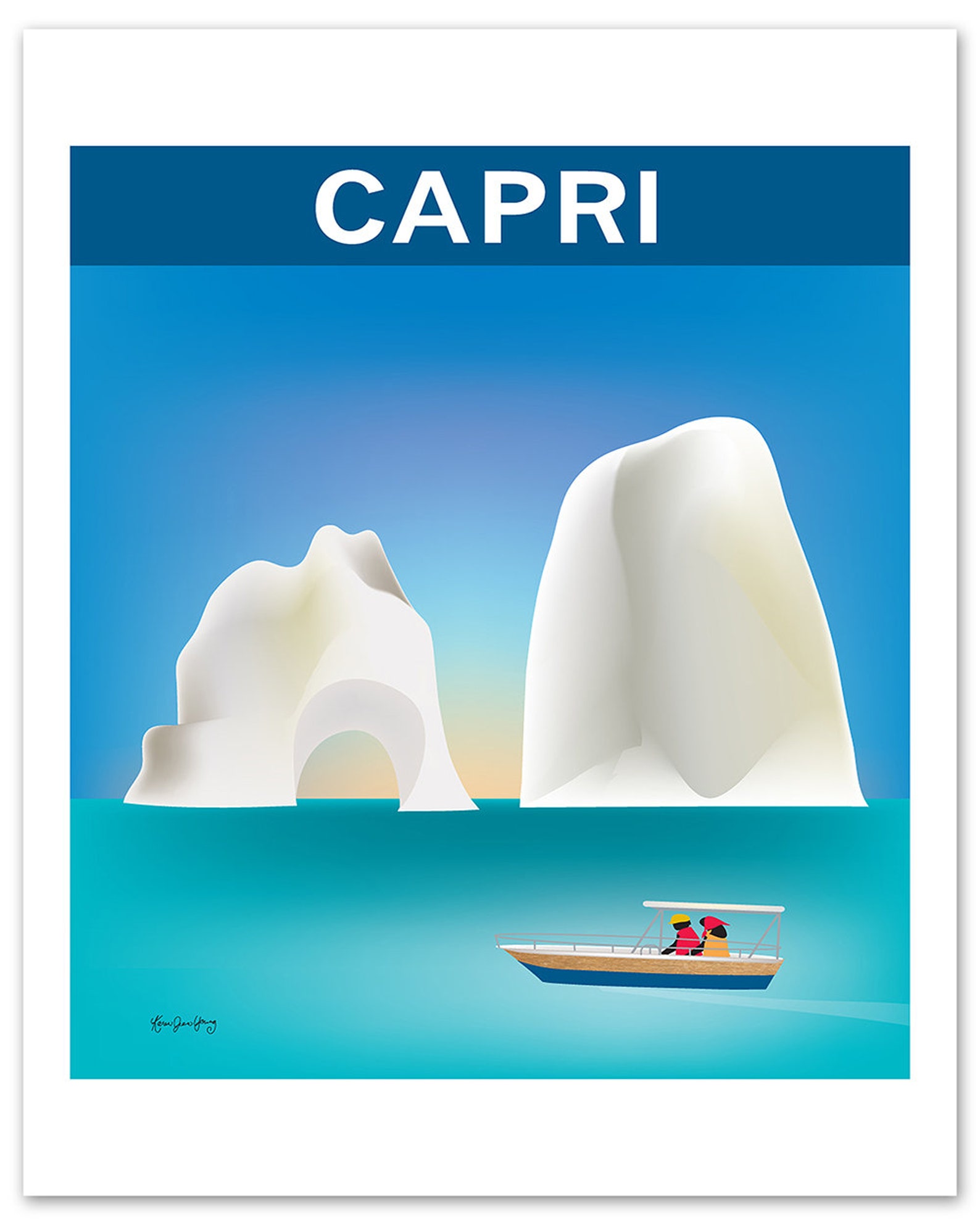 Capri Art Print Skyline, Capri Poster, Vertical Print, Capri Italy ...