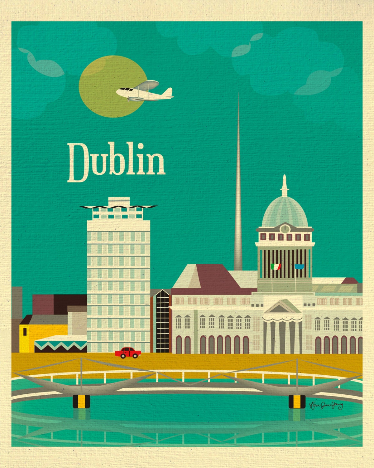 Dublin Ireland Art Print Dublin Skyline Print Dublin Art | Etsy