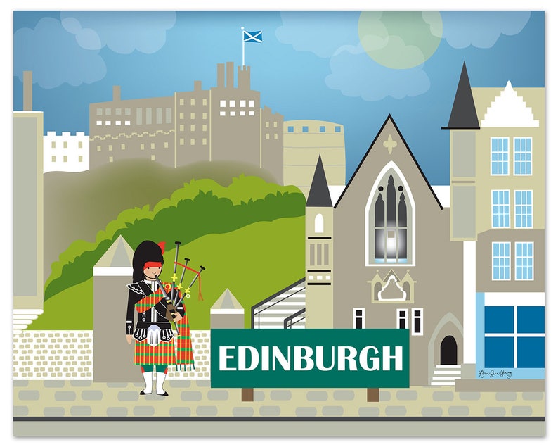 Edinburgh Skyline Print, Edinburgh Horizontal Art, Edinburgh, Scotland ...
