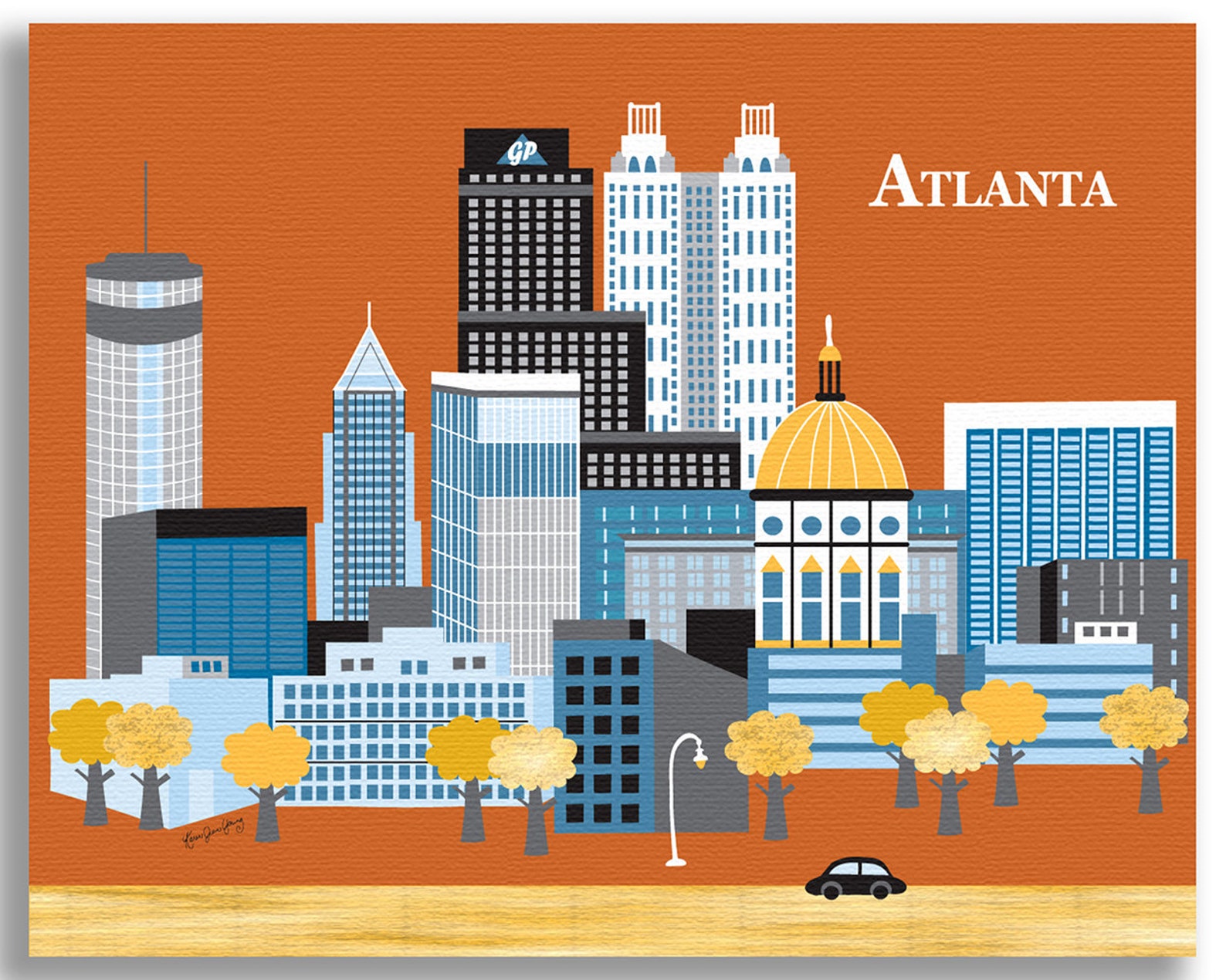 Atlanta Skyline Art Print Atlanta Map Atlanta Wall Art - Etsy