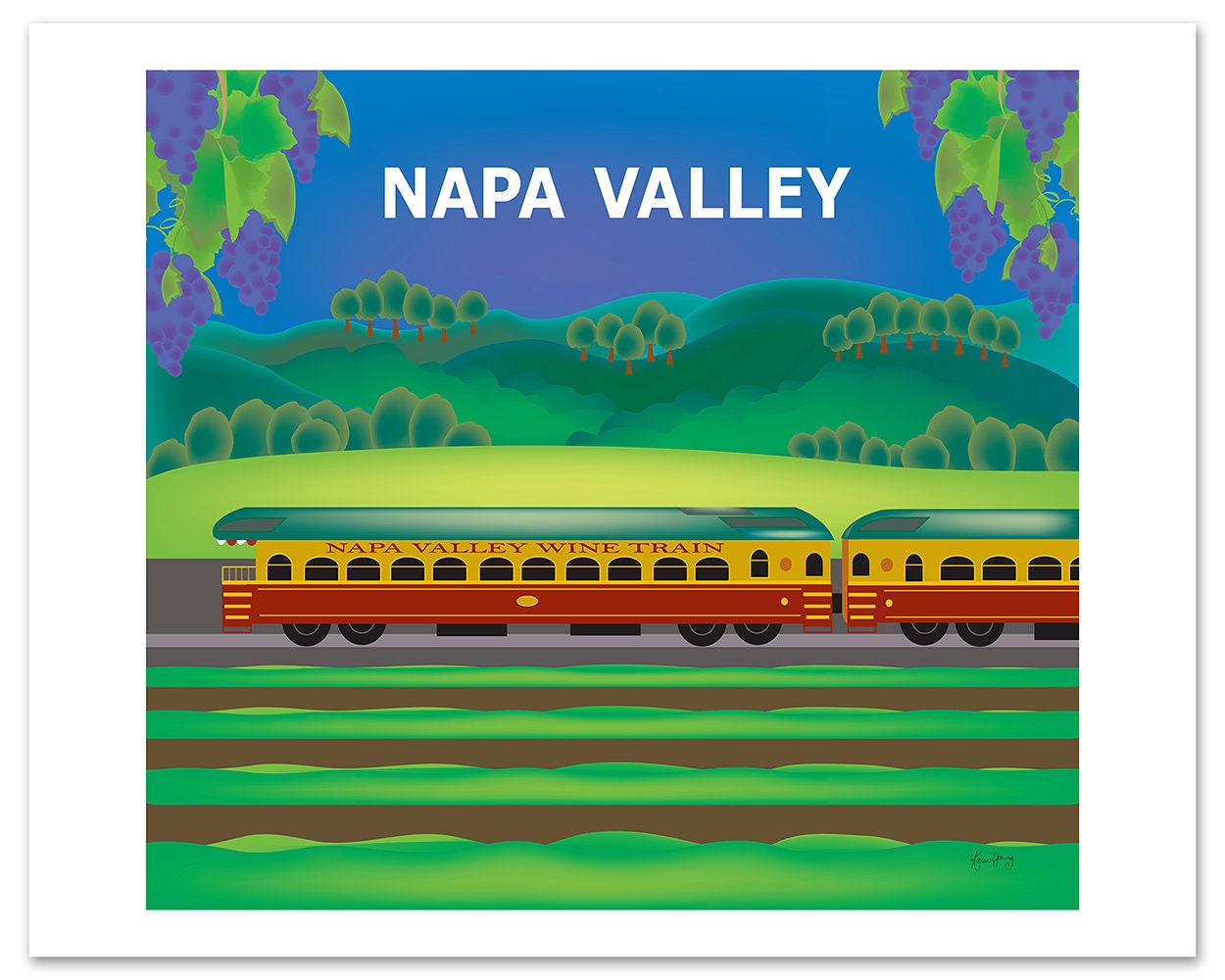 Napa Valley Art Napa Train Print Napa CA Skyline Napa - Etsy