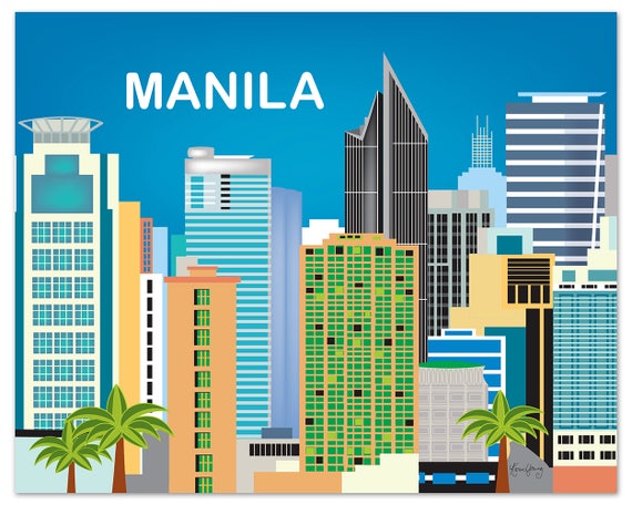 Manila Philippines Art Print Manila Skyline Philippines - Etsy