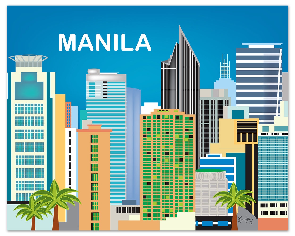 Manila Philippines Art Print Manila Skyline Philippines - Etsy