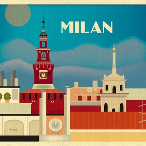 Milan Skyline Print, Milan Wall Art, Italian Poster Art, Milan Canvas ...