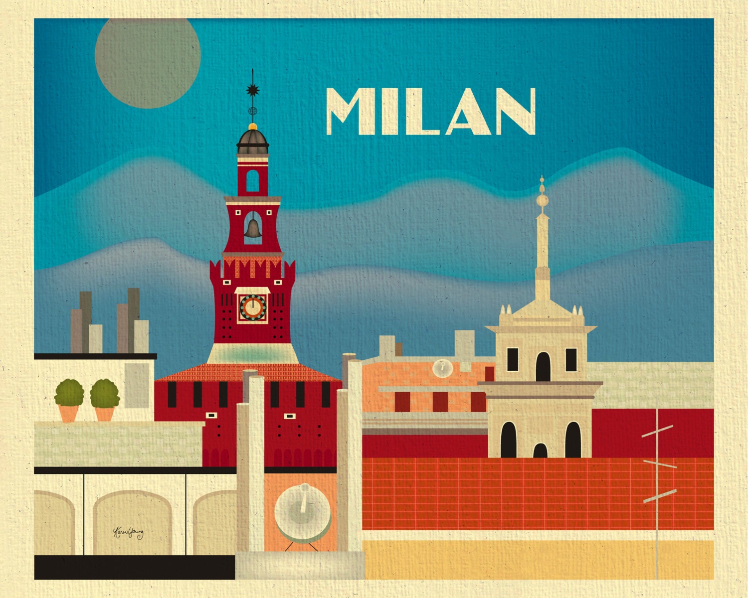 Milan Skyline Print Milan Wall Art Italian Poster Art Milan | Etsy