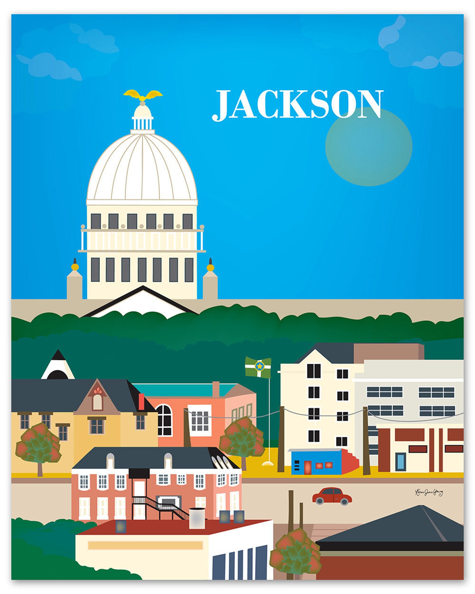 Jackson Mississippi Jackson MS Wall Art Jackson Skyline | Etsy