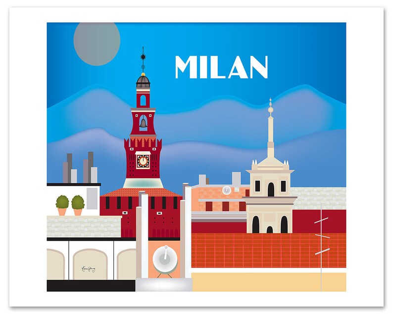 Milan Skyline Print, Milan Wall Art, Italian Poster Art, Milan Canvas ...