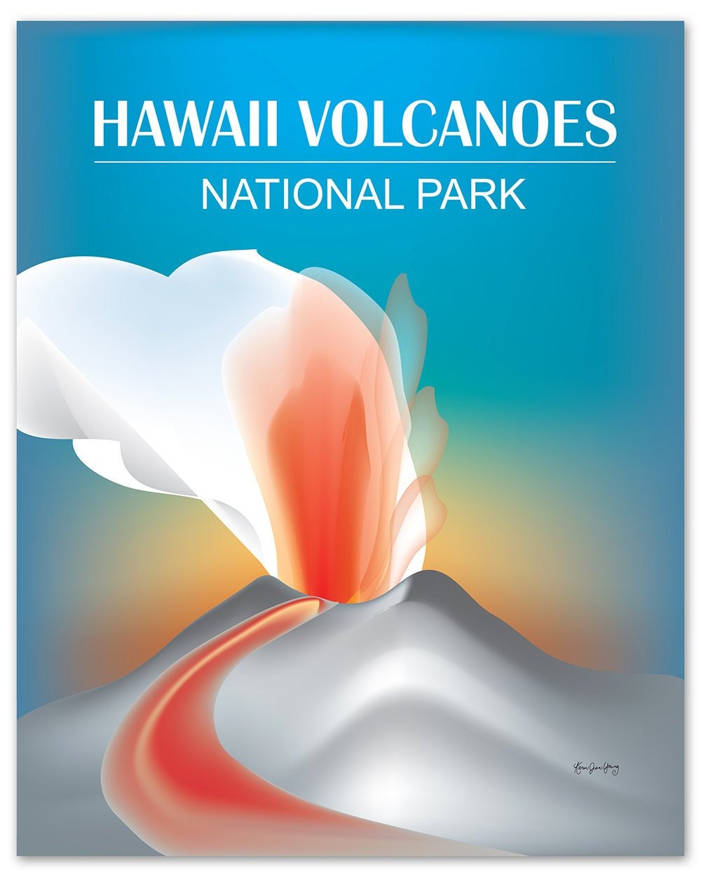 Hawaii Volcanoes National Park Poster, National Park Art, Hawaii Print ...
