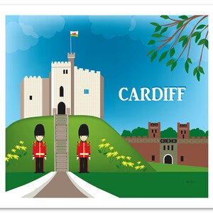 Cardiff Skyline Print, Wales Castle Art, Welsh Art Print, Cardiff ...