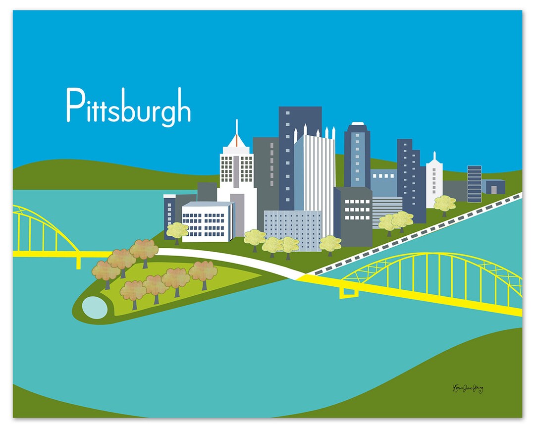 Pittsburgh Skyline Print, Pittsburgh Wall Art, Pittsburgh Artwork ...