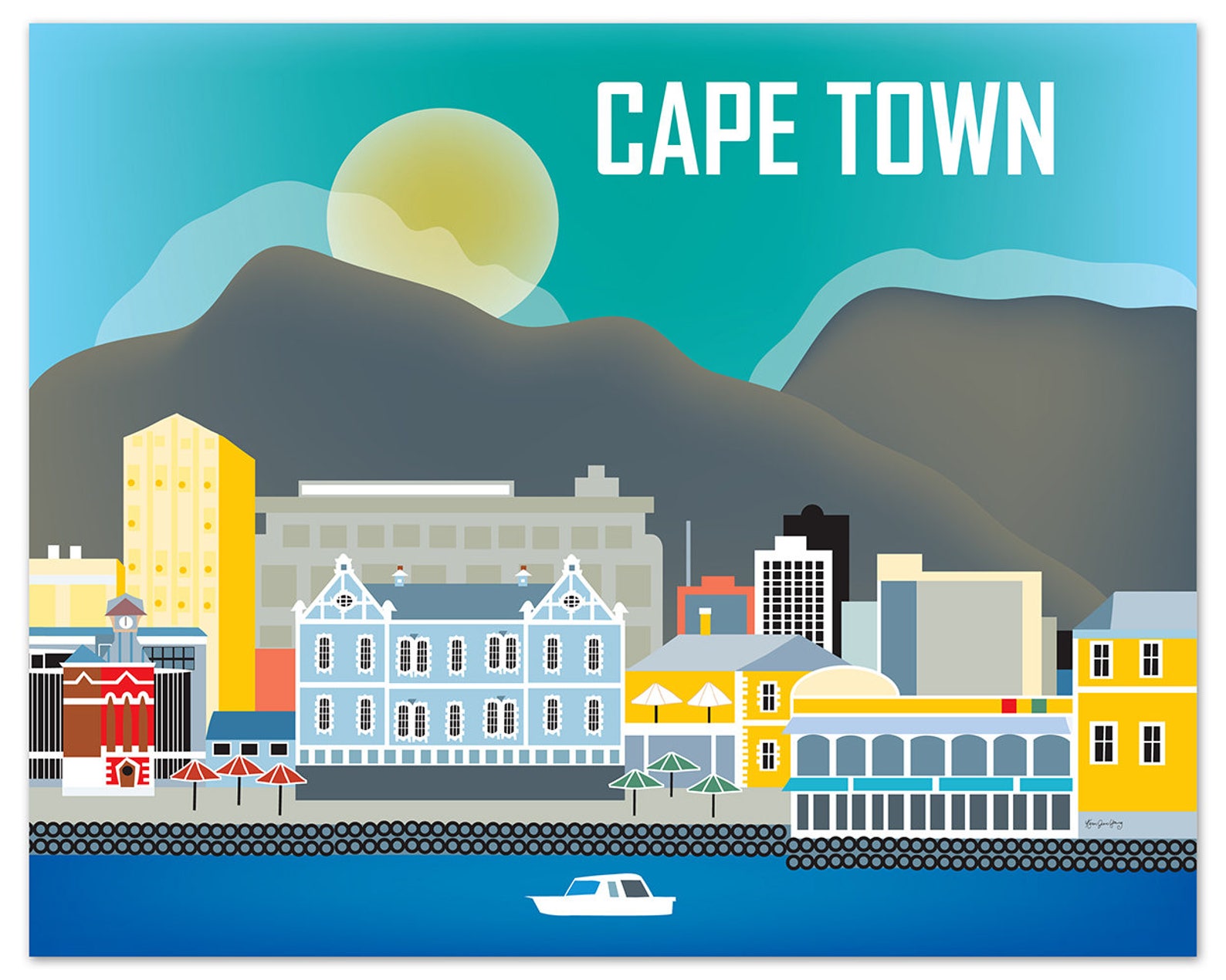 Cape Town Skyline Art Print South Africa Horizontal Art Cape - Etsy