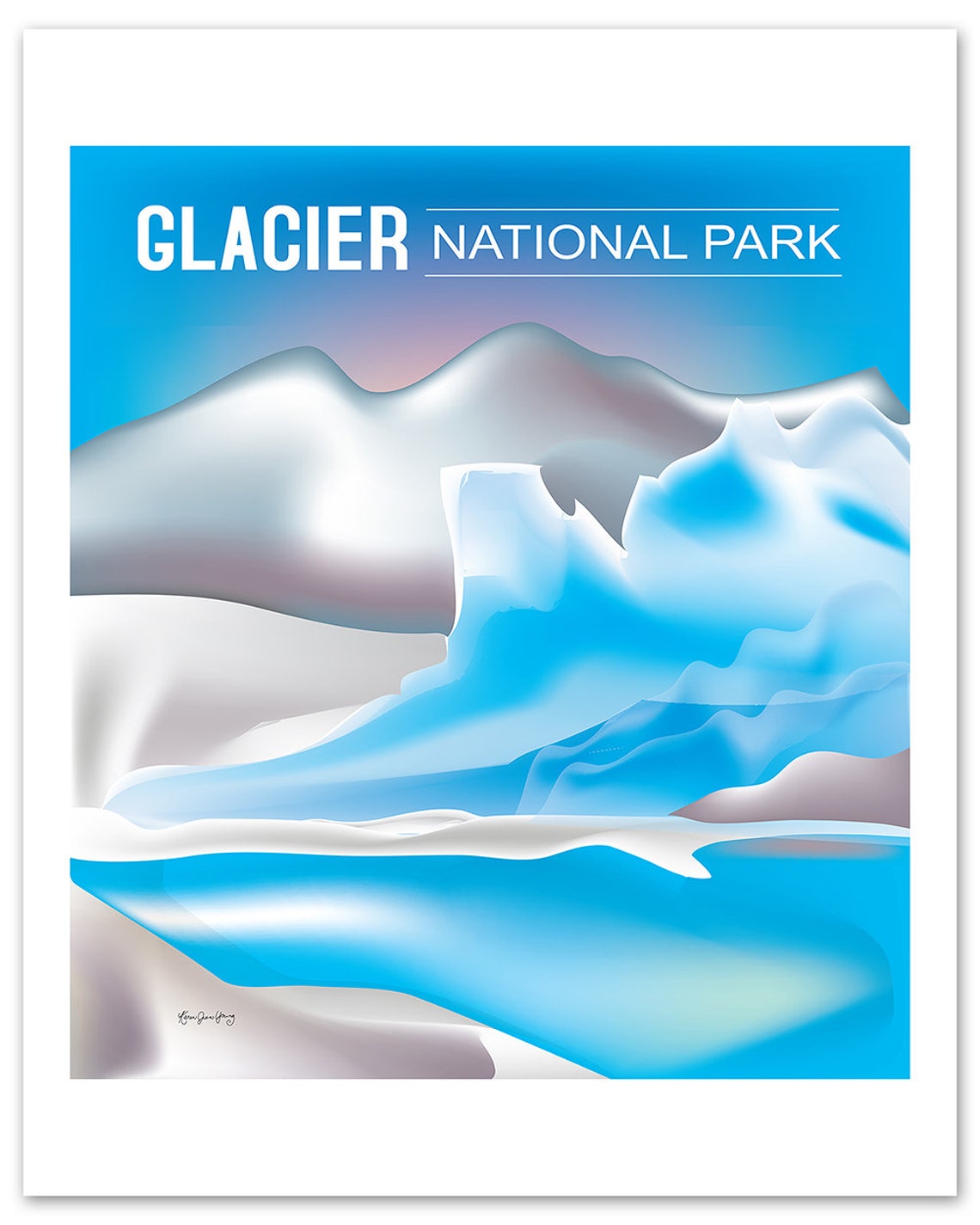 Glacier National Park Poster National Park Art Montana - Etsy