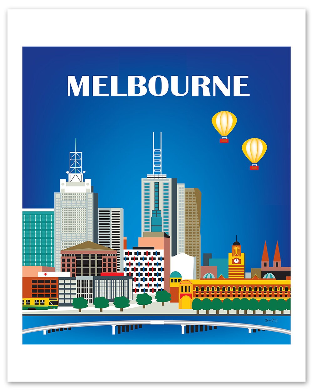 Melbourne Skyline Art Print, Australia Travel Poster, Vertical ...
