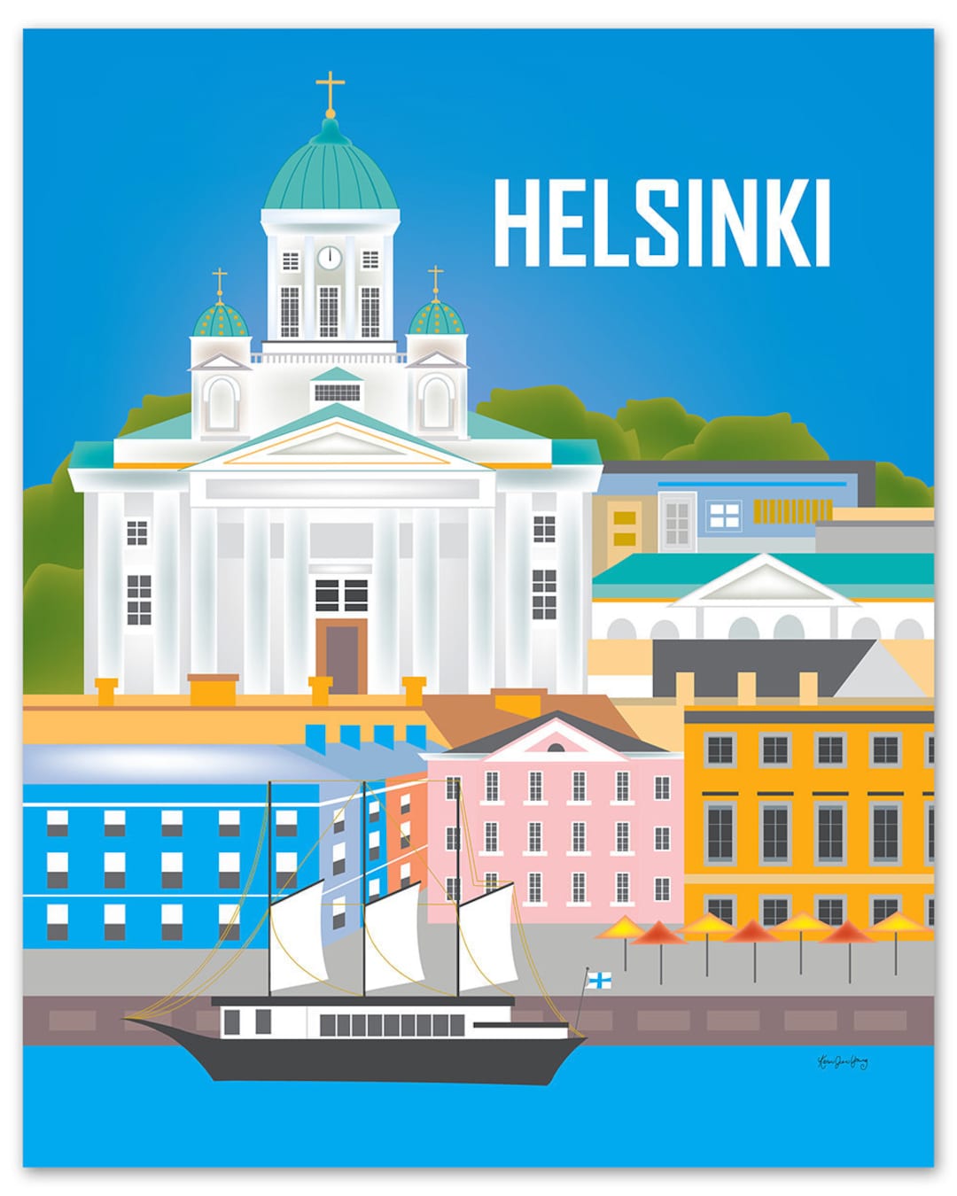 Helsinki Art, Helsinki Skyline Print, Finland Wall Art, Helsinki ...