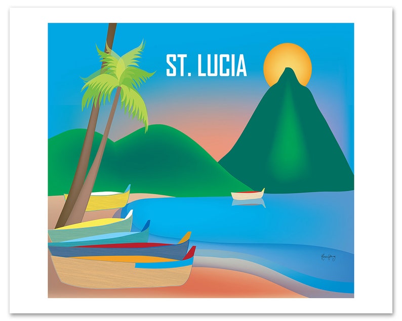 St. Lucia Art St. Lucia map St. Lucia skyline print St. | Etsy