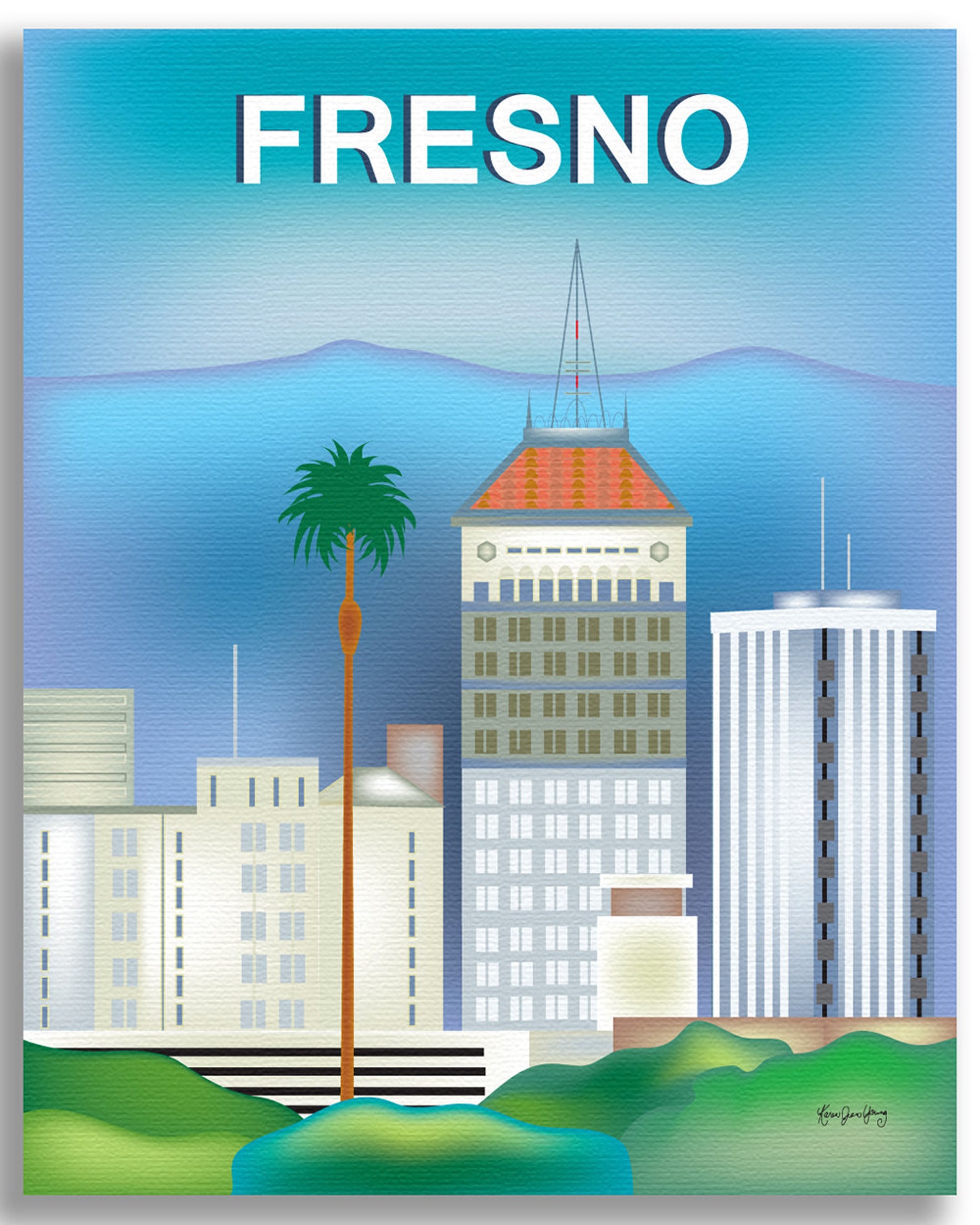Fresno California Artwork Fresno Print Fresno Skyline - Etsy