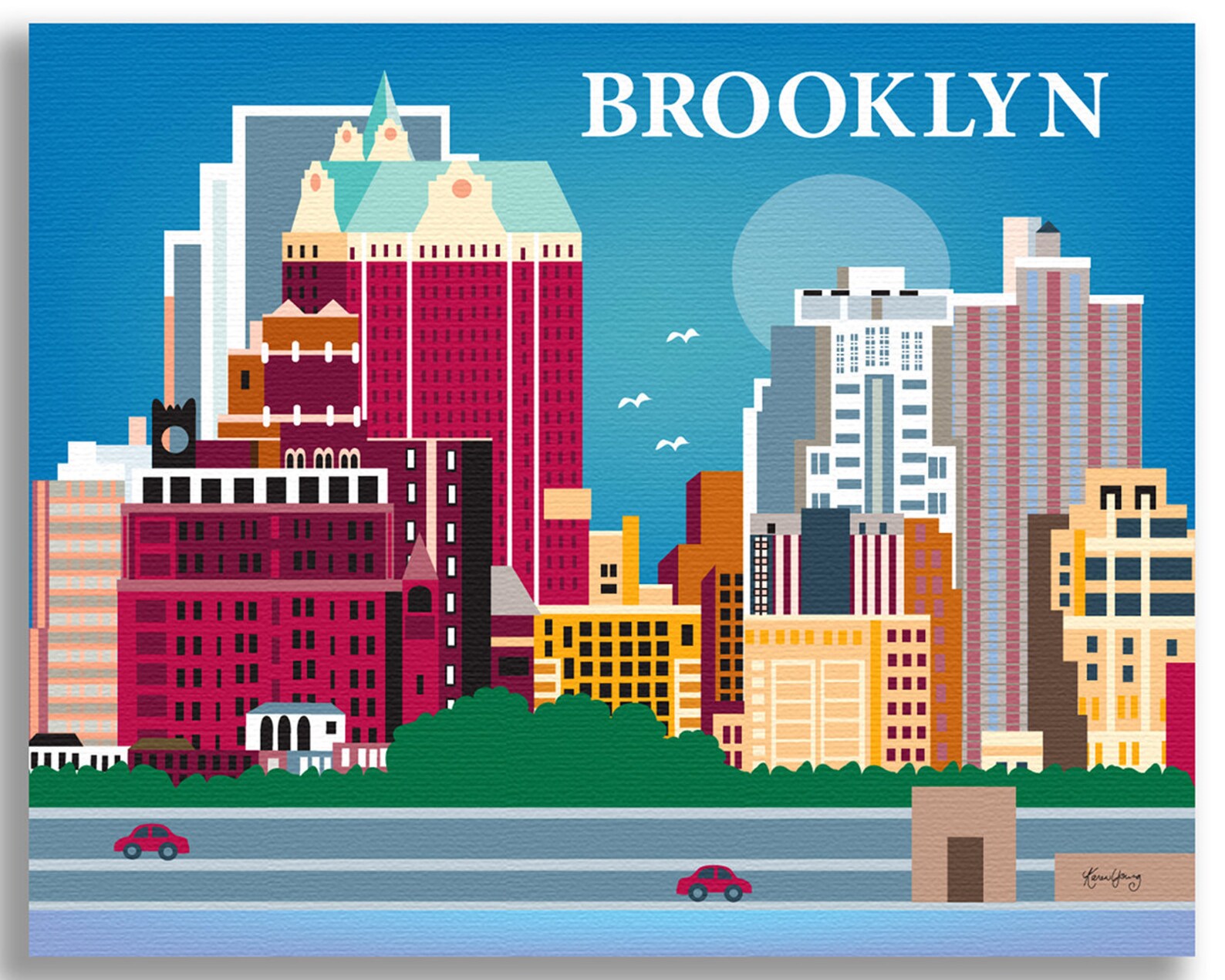 Brooklyn Art Print Skyline, Brooklyn NY Wall Art, Brooklyn Horizontal ...