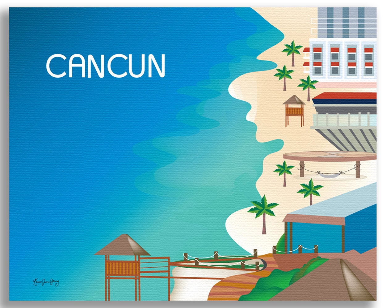 Cancun Art Mexico Skyline Print Riviera Maya Cancun Travel - Etsy México