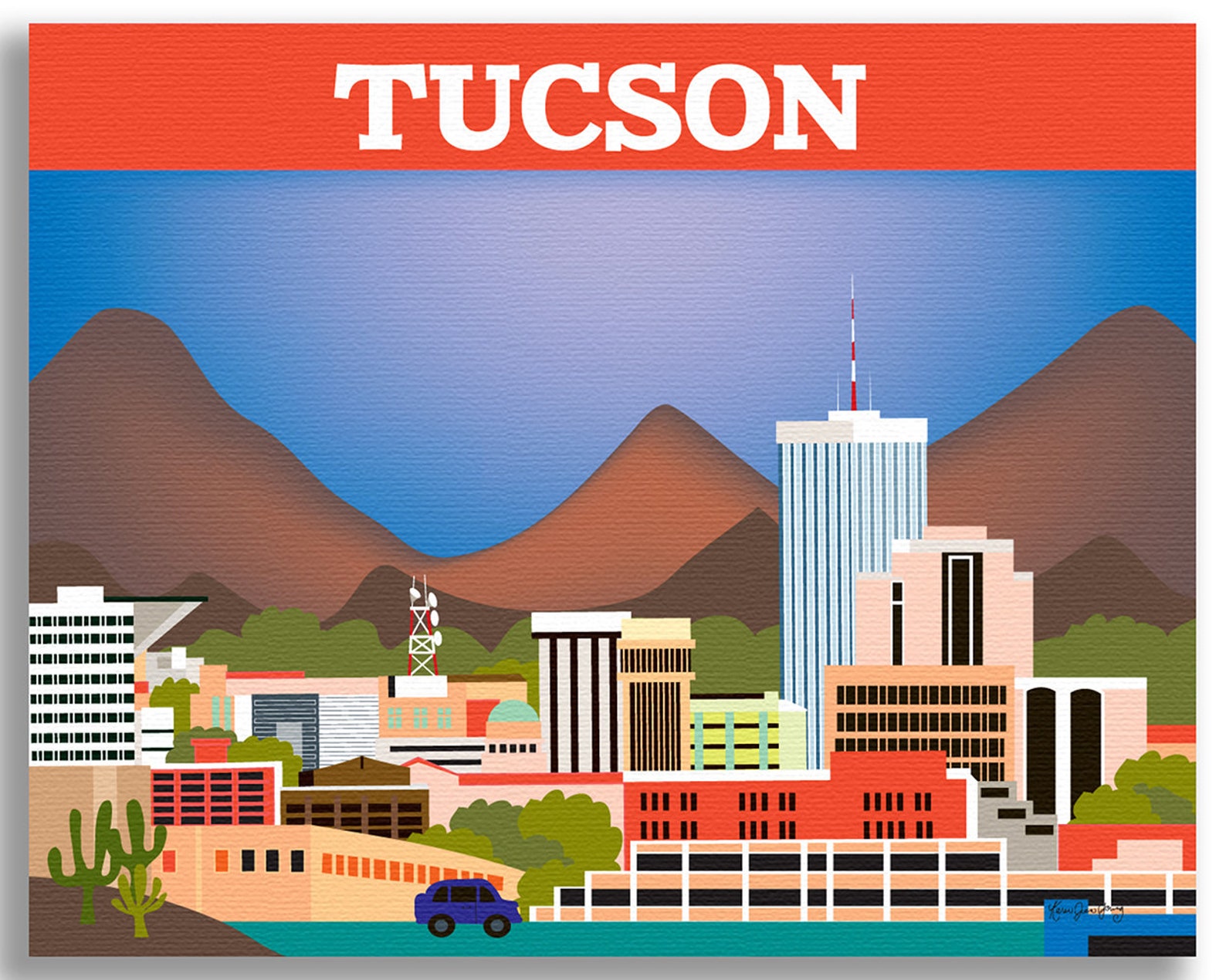 Tucson Skyline Art Print Tucson Wall Art Tucson City Tucson | Etsy