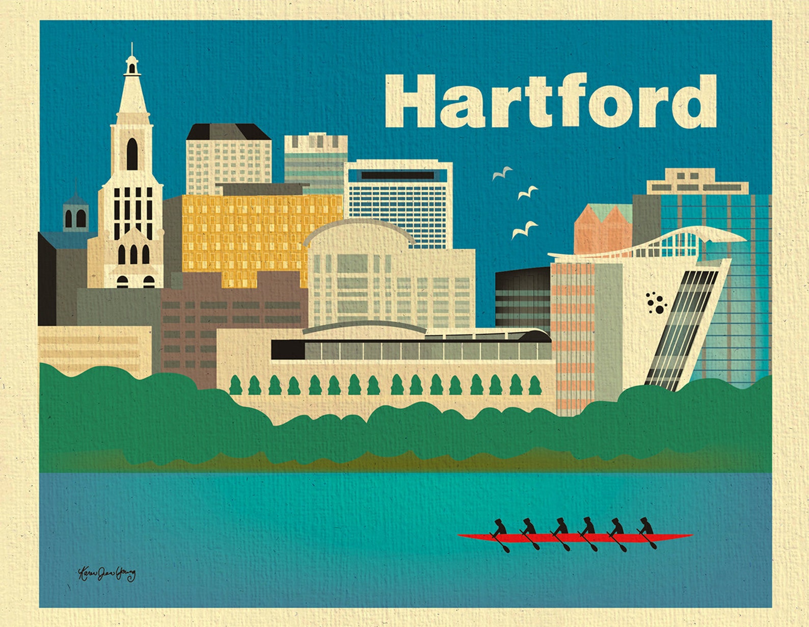 Hartford Print Hartford Skyline Hartford Wall Art Hartford - Etsy