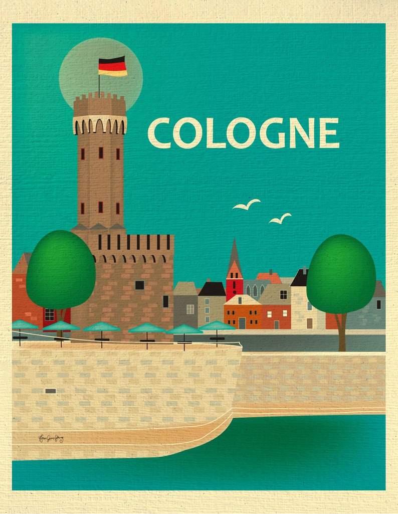 Cologne Skyline Print, Cologne Germany Art, Cologne Print, Cologne Room ...