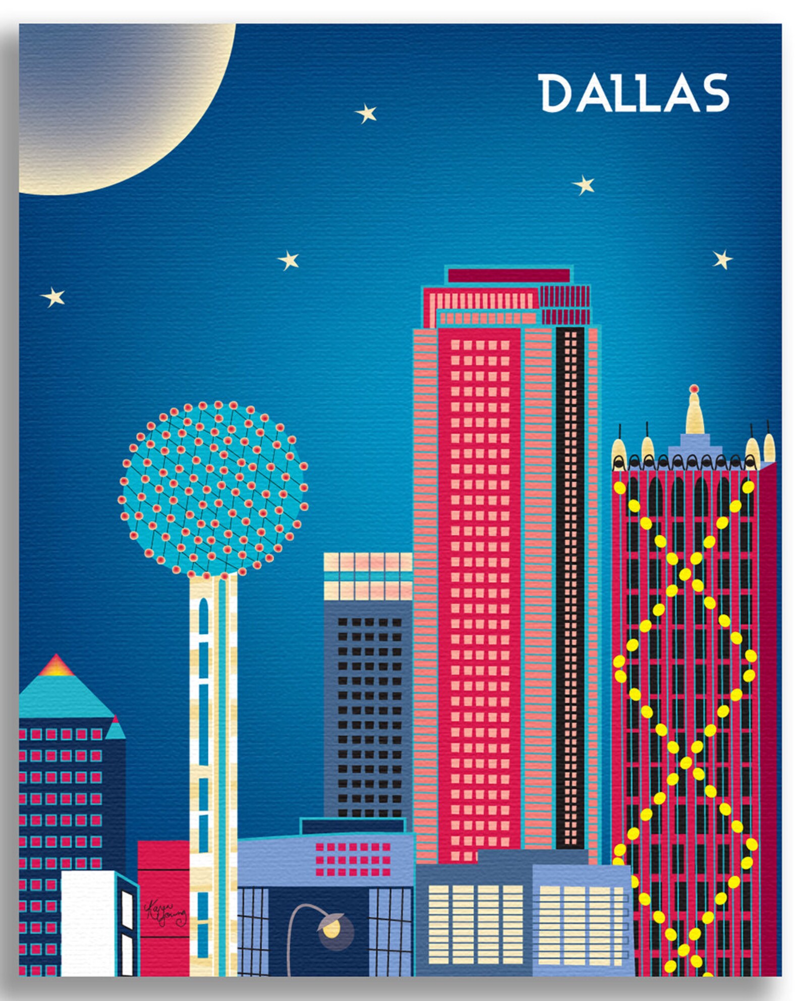 Dallas Skyline Print Dallas Texas Poster Dallas Vertical - Etsy