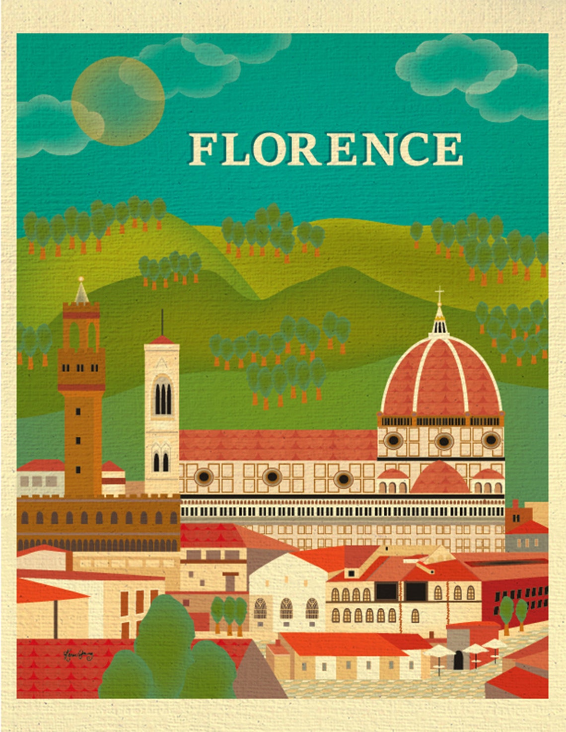 Florence Skyline Print, Florence Art, Firenze Skyline, Firenze Art ...