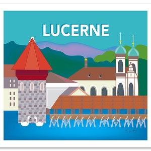 Lucerne Print, Lucerne Skyline, Switzerland Travel Poster, Lucerne ...