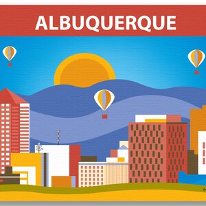 Albuquerque Skyline Art Print, Albuquerque Artwork, Albuquerque New ...