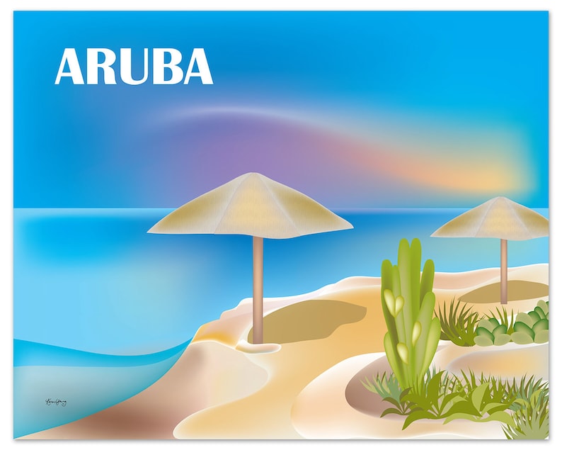 Aruba Art Aruba Map Aruba Skyline Print Aruba Travel Print - Etsy