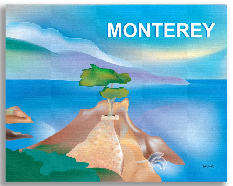 Monterey Bay Art, Monterey Bay Map, Monterey Skyline, Monterey Bay ...